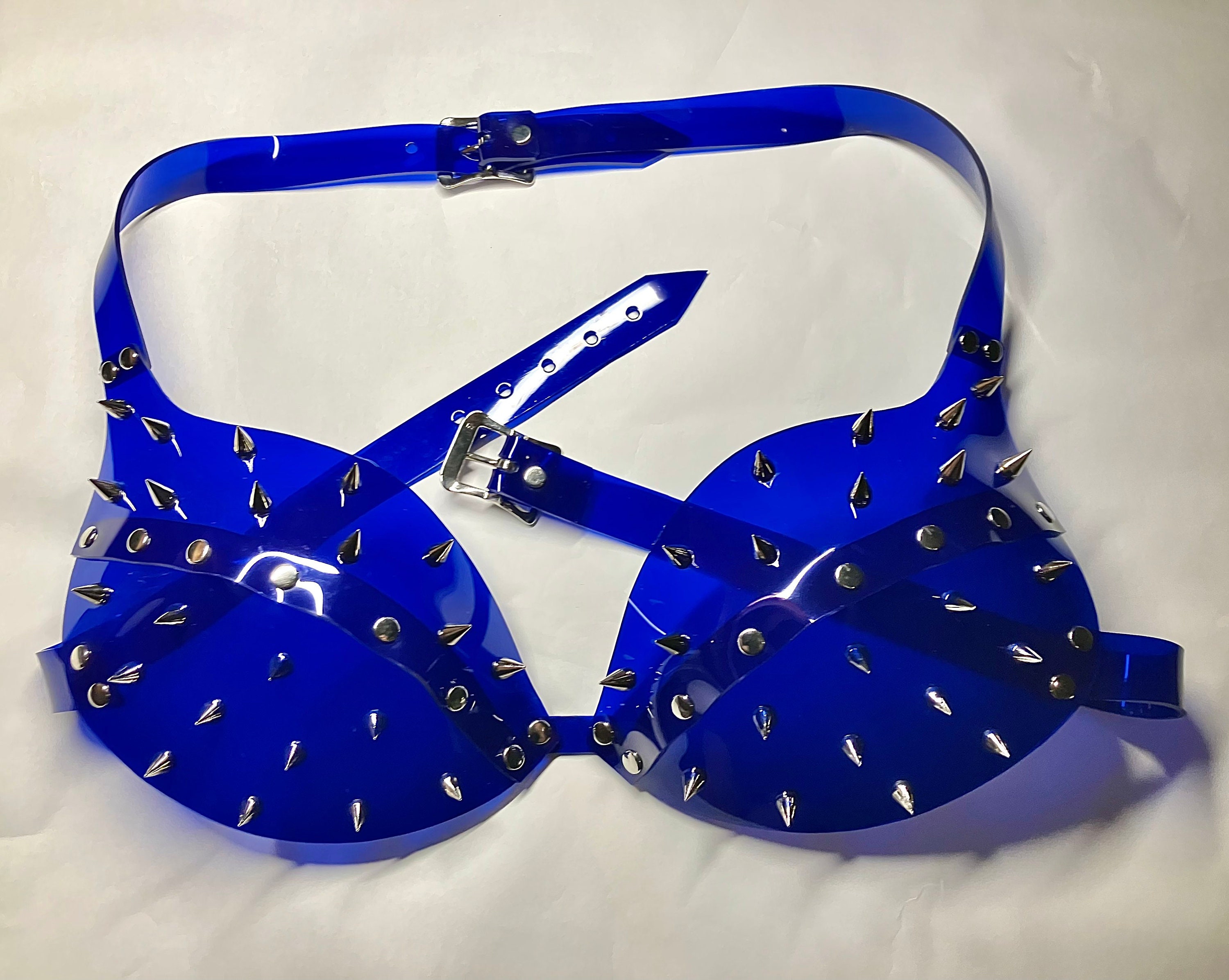 Blue PVC Spike Bra | Etsy