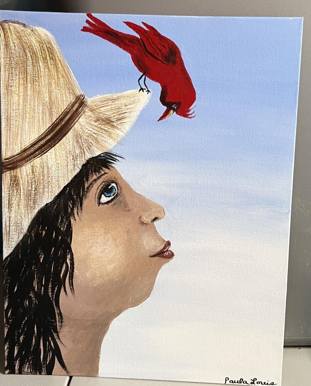 Little Girl and Her Cardinal Summer - Etsy