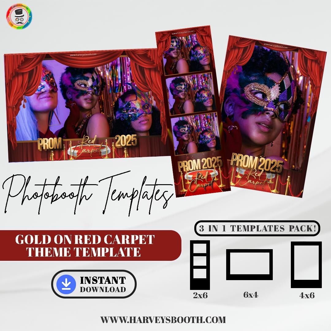 Prom Photobooth Template Gold on Red Carpet - Etsy