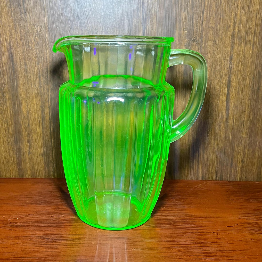 Depression Era Uranium Glass Pitcher 8.25 Vintage - Etsy