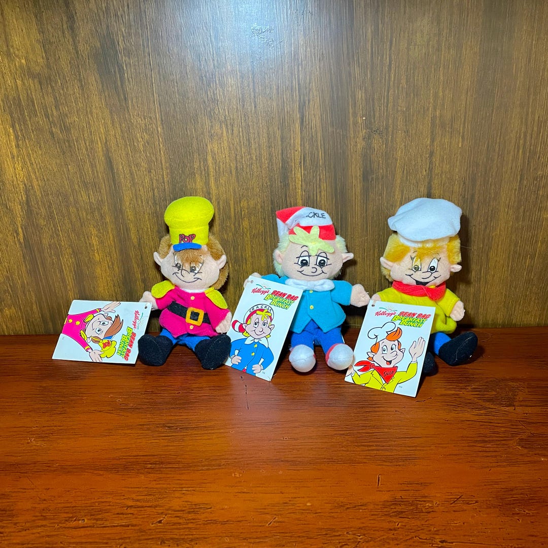 Kelloggs Snap Crackle Pop Plush Dolls 1997 Bean Bag Breakfast Bunch ...