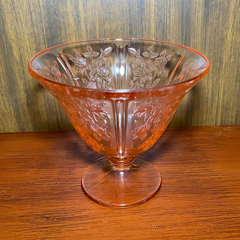 Vintage Pink Depression Glass Candy Dish Rose Pattern - Etsy