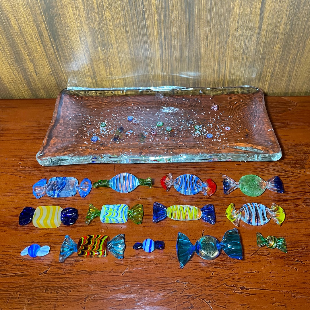 13 Murano Blown Glass Wrapped Candies Plus Millefiori Candy Tray - Etsy