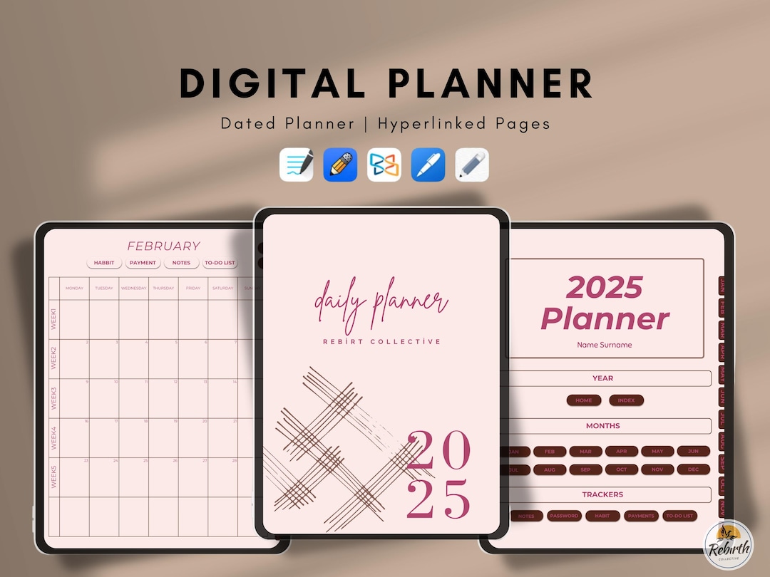 2025-2026 Hyperlinked Digital Planner - Dated Monthly, Weekly & Daily ...