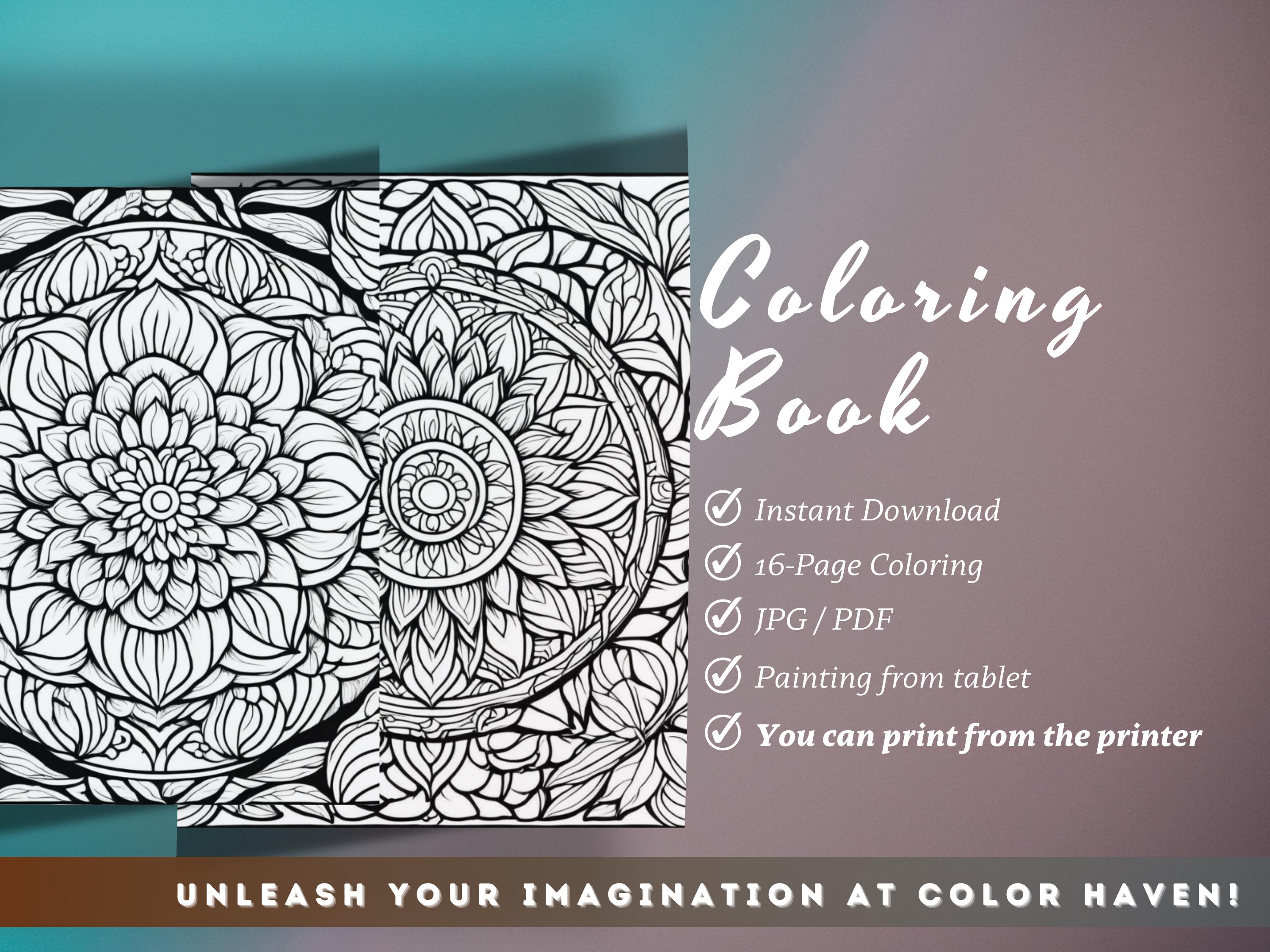 Printable Animals Coloring Book: 16 Relaxing Pages (digital PDF ...