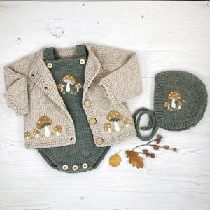 PDF Knitting Pattern Bundle for Toadstool Embroidered Cardigan, Romper ...