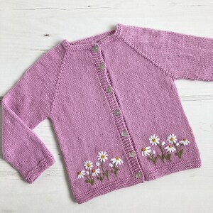 PDF Knitting Pattern, Daisy Embroidered Cardigan for Baby and Toddler ...