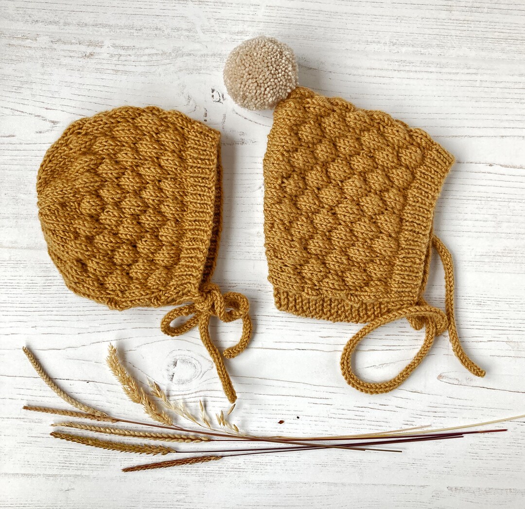 PDF Knitting Pattern Bundle, Baby Bonnet and Pixie Hat in Bubble Stitch ...