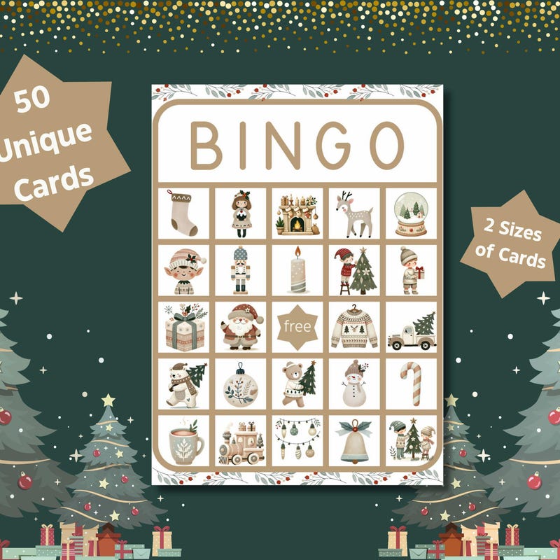 Christmas Bingo Card - Etsy