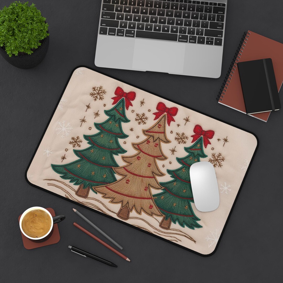 Christmas Desk Mat, Holiday Office Decor, Festive Desk Pad, Coquette ...