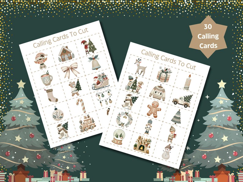 50 Christmas Bingo Cards, Printable Christmas Bingo Game for Kids ...