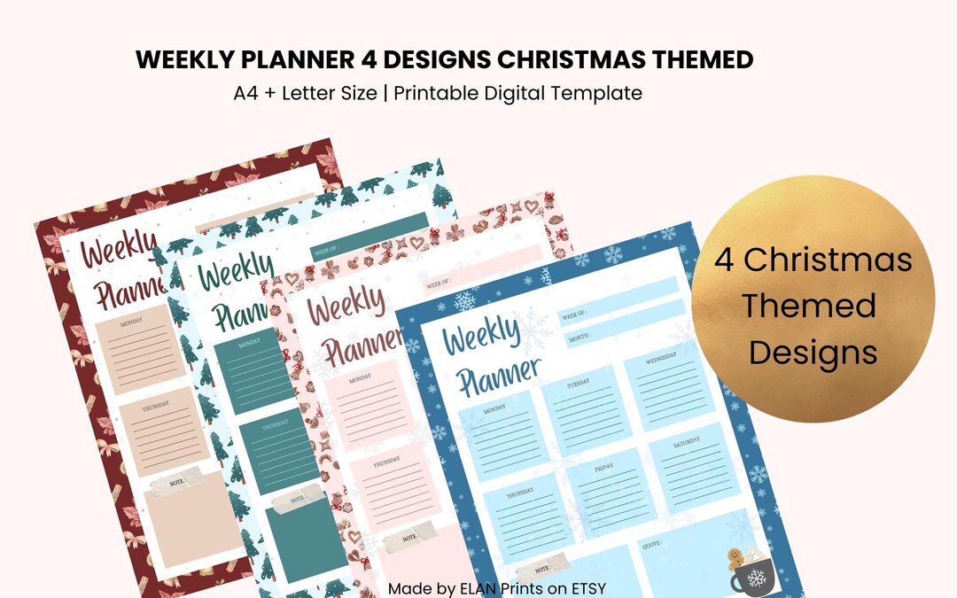 Christmas Weekly Planner Printable Digital Weekly Planner PDF Weekly ...