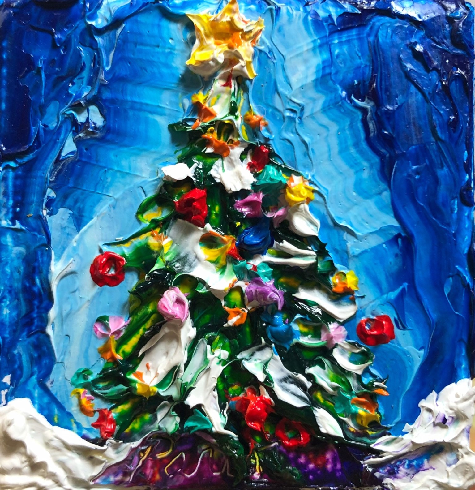 Christmas Tree Oil Painting