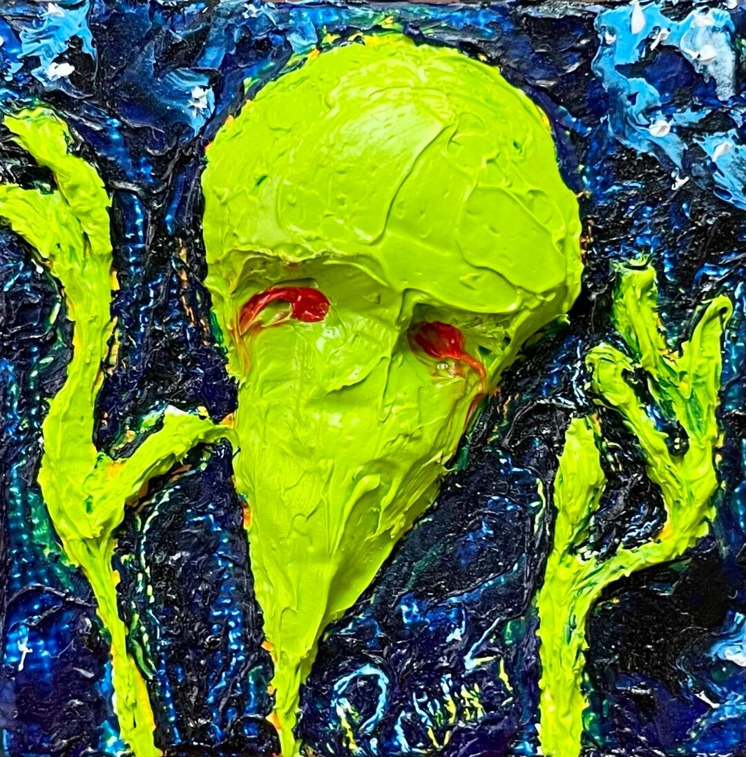 Alien 2x2 Original Impasto Oil Painting by Paris Wyatt Llanso - Etsy