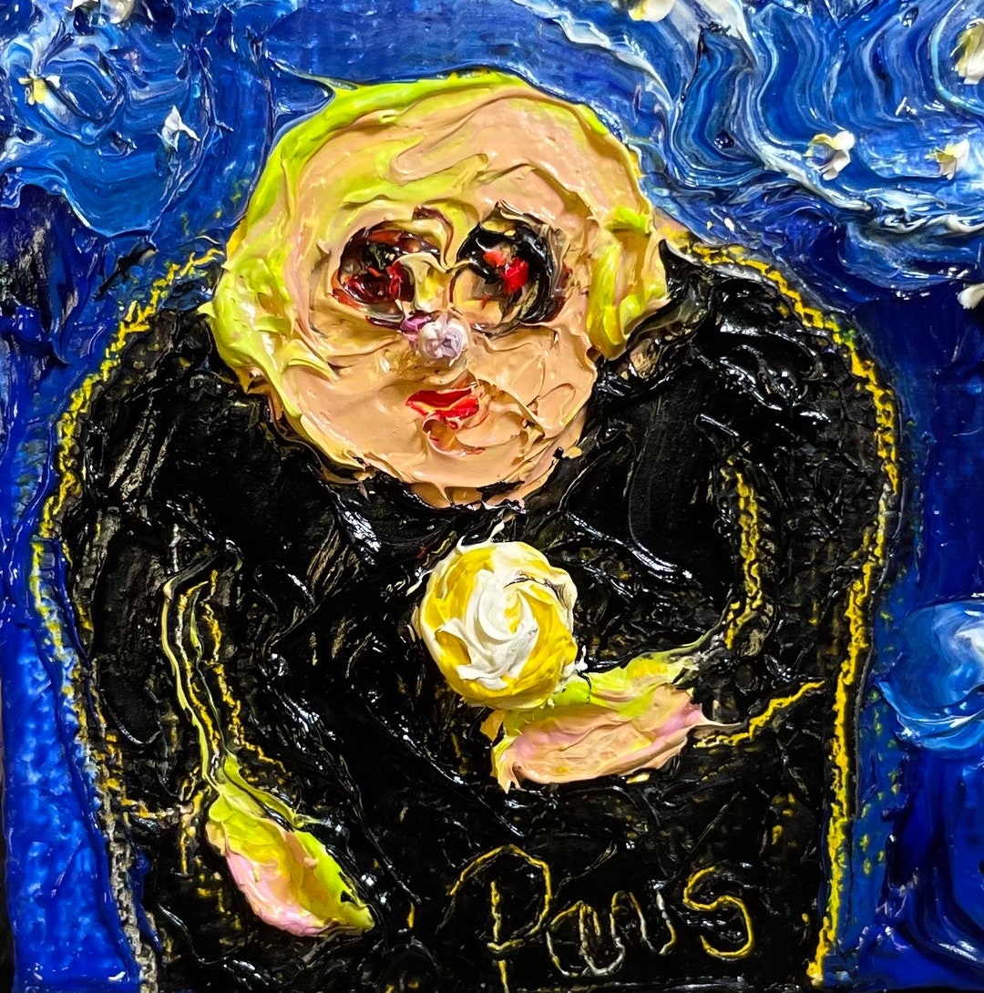 Uncle Fester Halloween Mini 2x2 Original Impasto Oil Painting by Paris ...