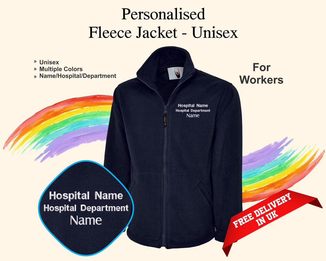 Embroidered Nurse Fleece Jacket, Personalised Hospital Name/department ...