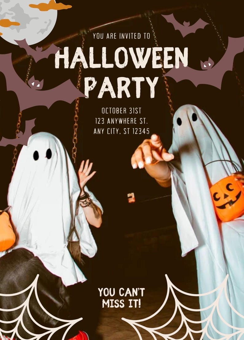Editable Halloween Party Invitation Template, Scary Pumpkin Invitation ...