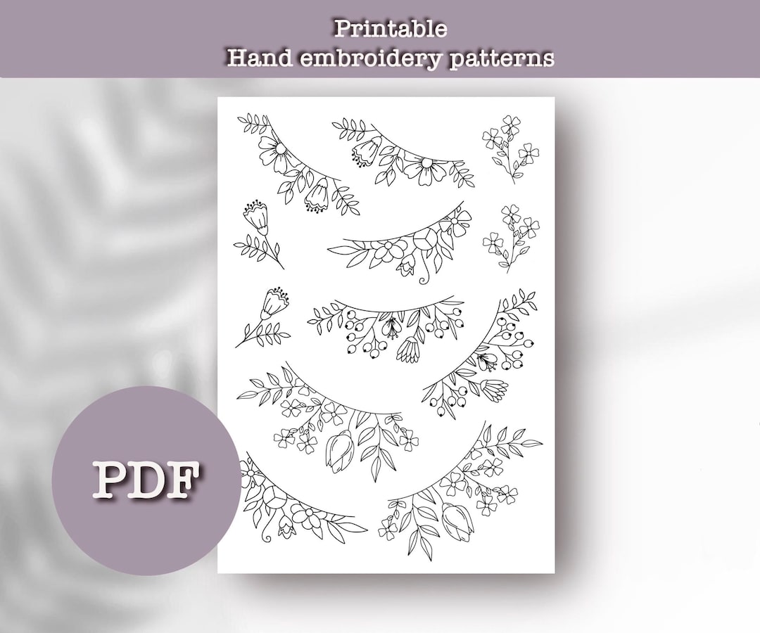 Floral Collar Pairs Embroidery Patterns, Flower Embroidery Designs ...
