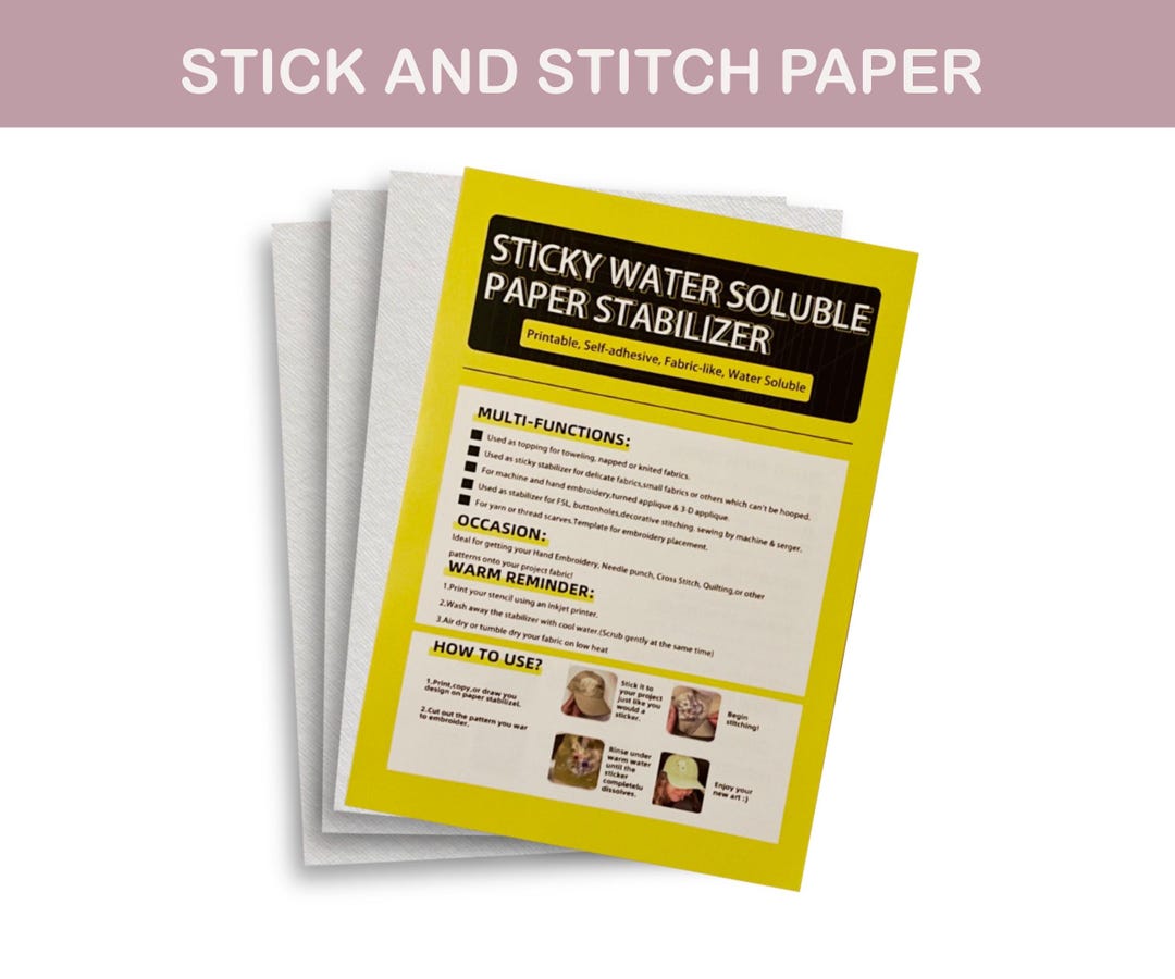 Water Soluble Fabric Stabilizer, Stick and Stitch Paper, Embroidery ...