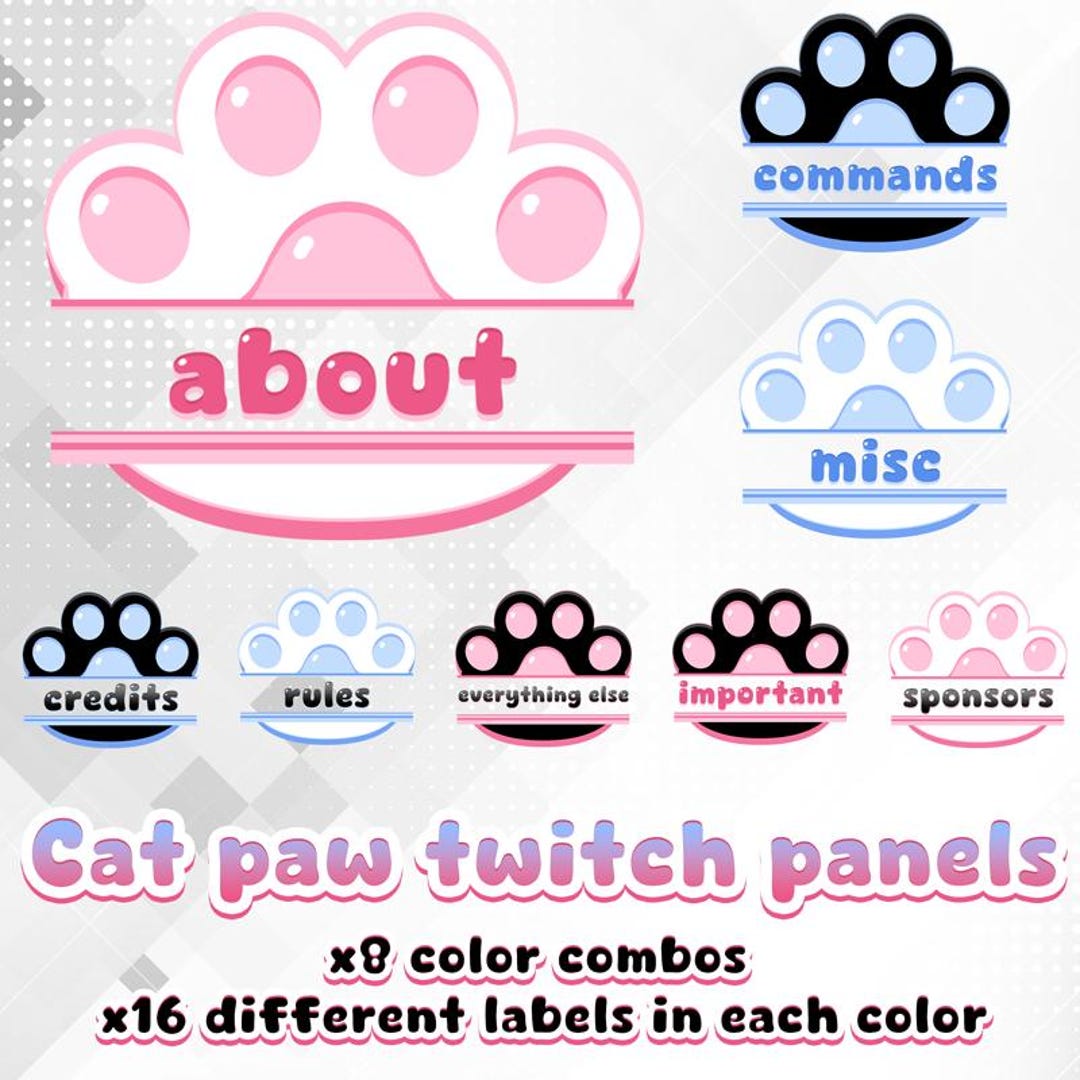 16 Kawaii Vtuber Streamer Cat Paw Twitch Stream Panels - Etsy