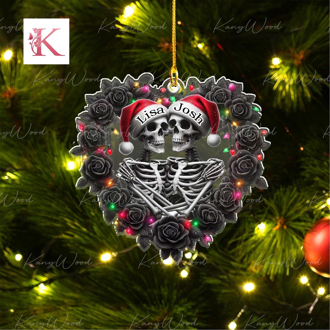 Personalized Couple Skeleton Christmas 2D FLAT Ornament, Xmas Tree ...