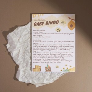 Baby Shower Bingo Bumble Bee Printable Baby Shower Game,10 Unique Cards ...