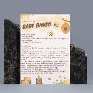 Baby Shower Bingo Bumble Bee Printable Baby Shower Game,10 Unique Cards ...