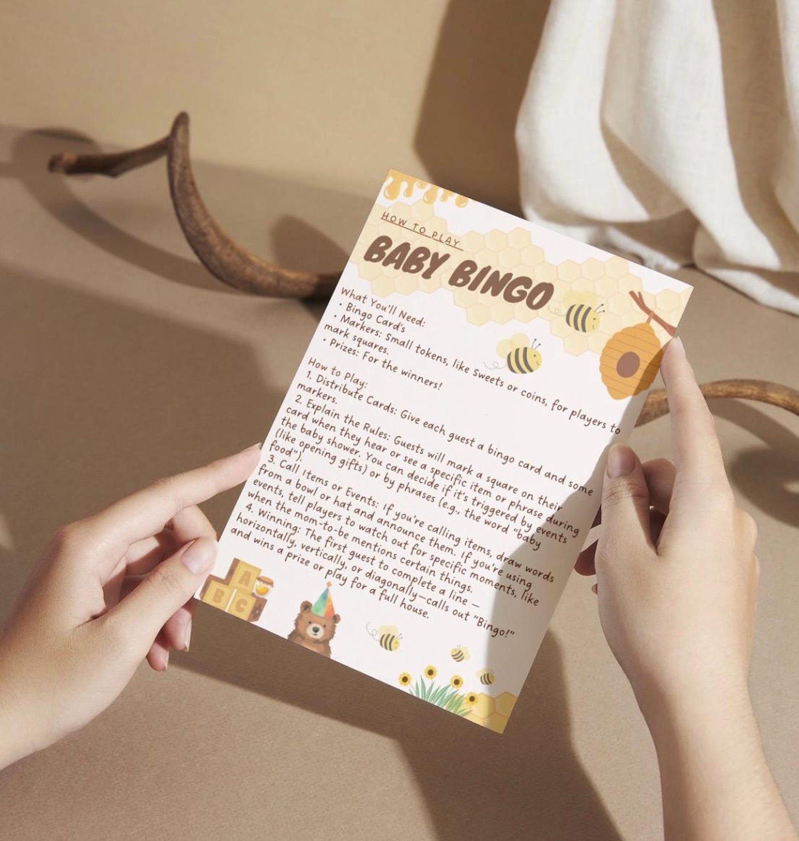 Baby Shower Bingo Bumble Bee Printable Baby Shower Game,10 Unique Cards ...