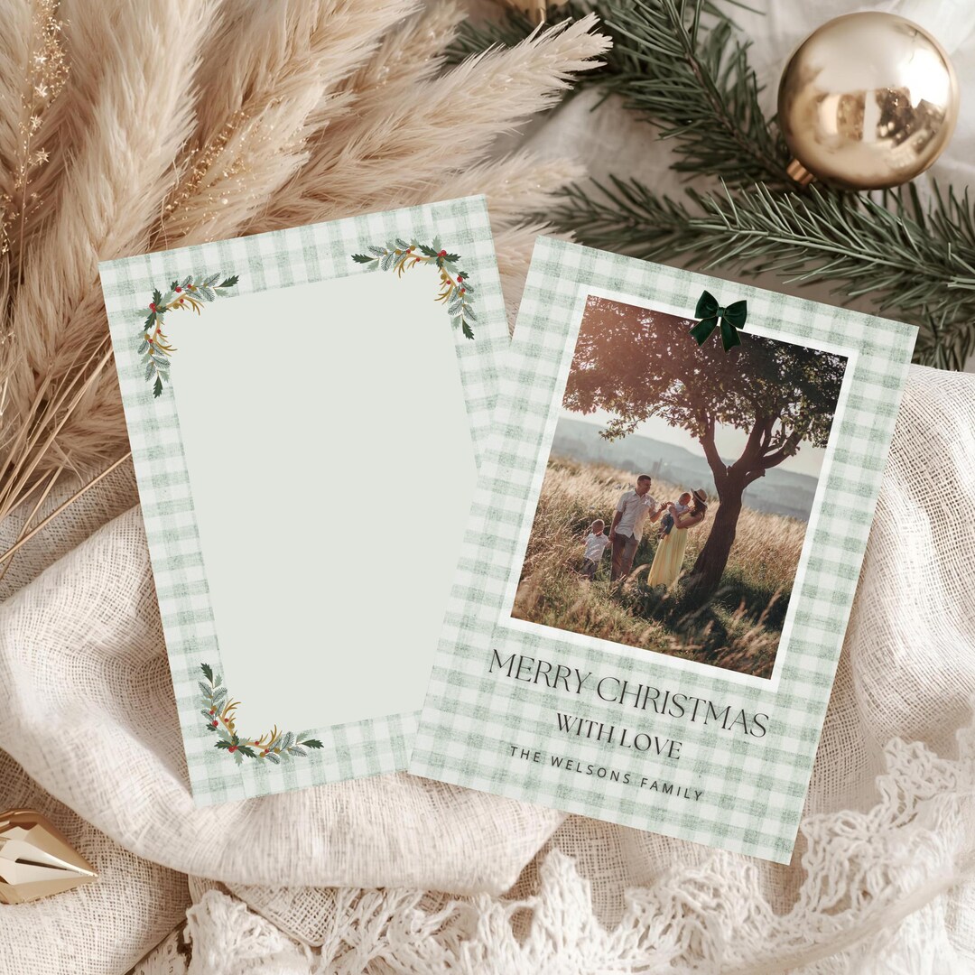 Christmas Card Templates Canva, 5x7 Year in Review, 4 Backgrounds ...