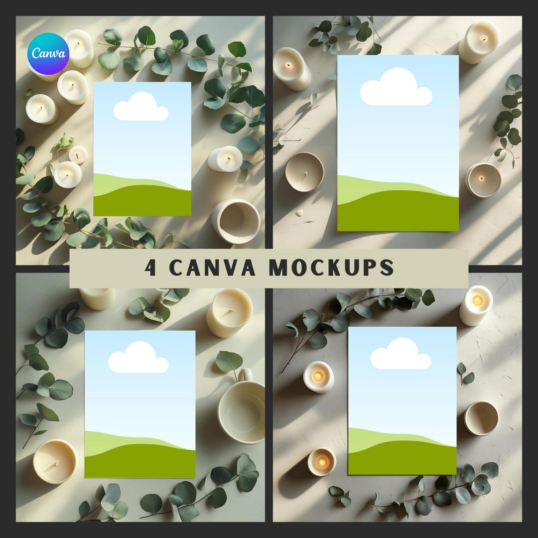 4 Printable Paper Mockup Bundle,canva Templates, Coloring Page Mockup ...