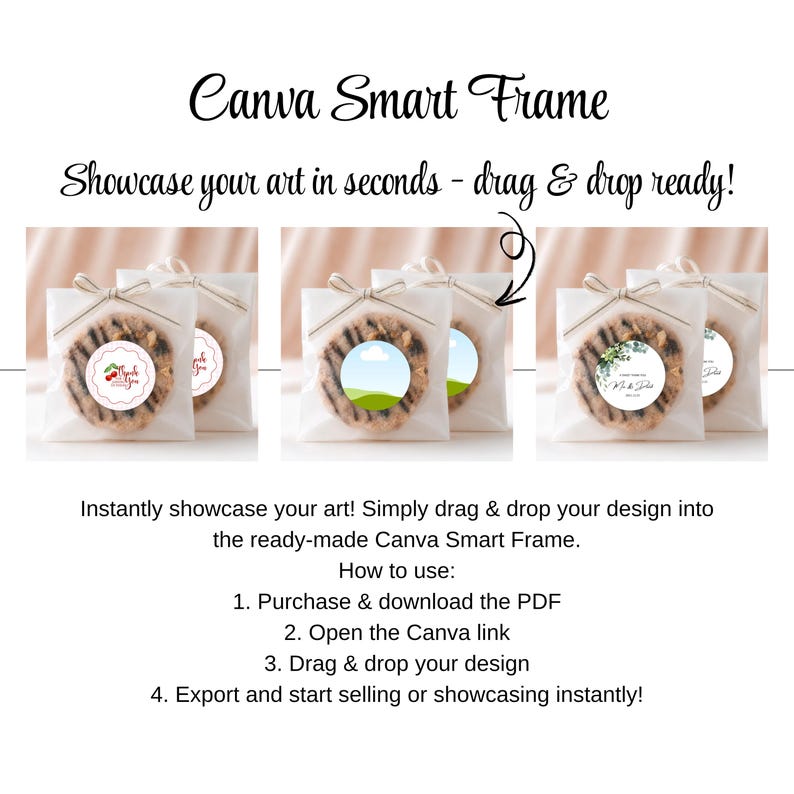 Round Favor Tag Mockup, Cookie Sticker, Canva Template + JPG (digital ...