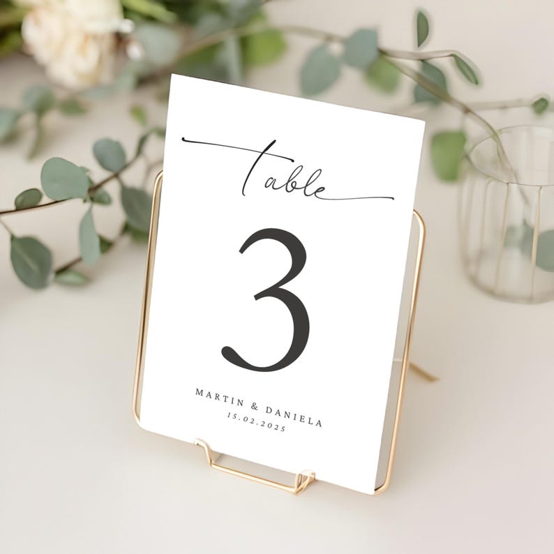 Eucalyptus Table Number Card Mockup, Vertical Sign, Wedding, Event ...