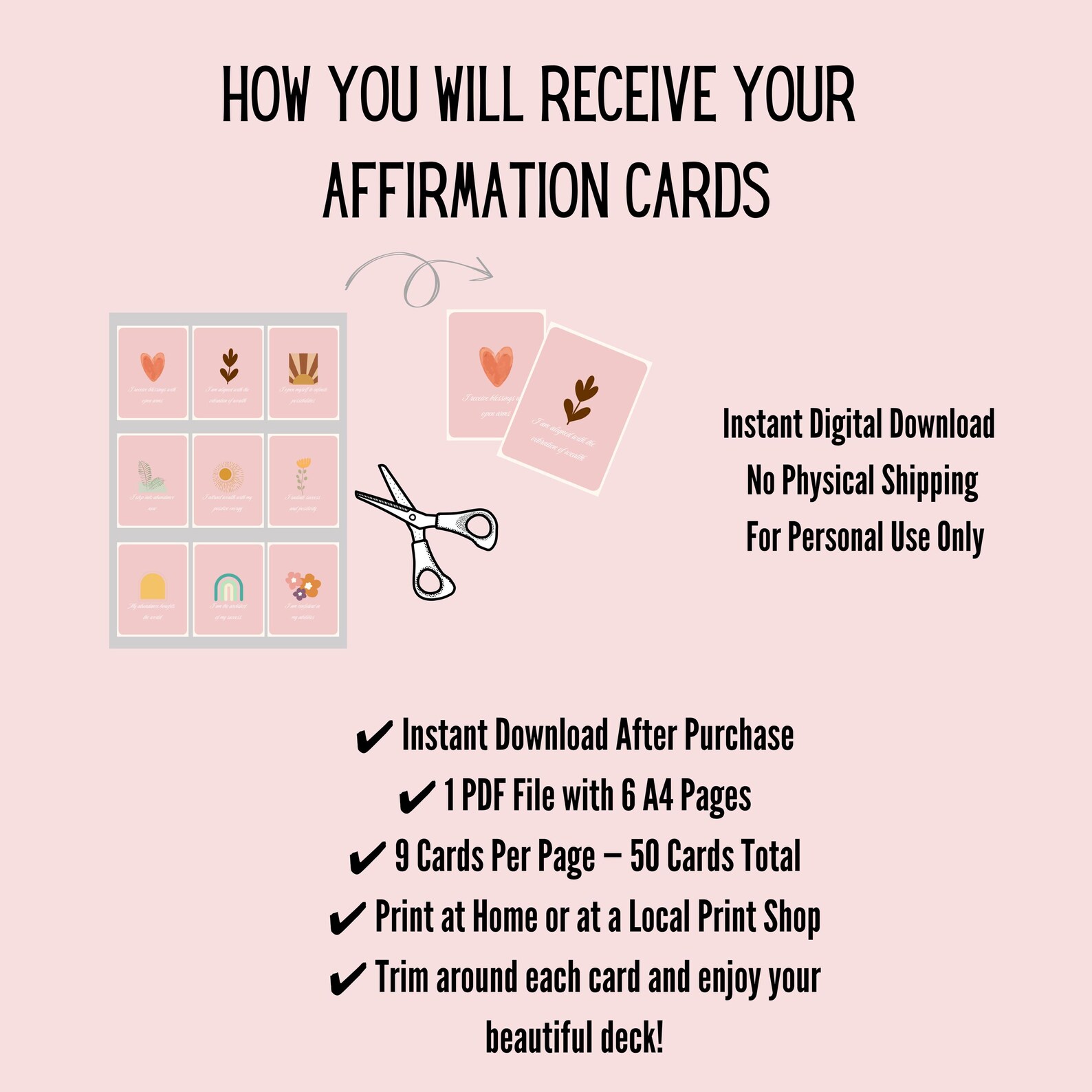50 Printable Affirmation Cards | Personal Growth Theme | Boho Style ...
