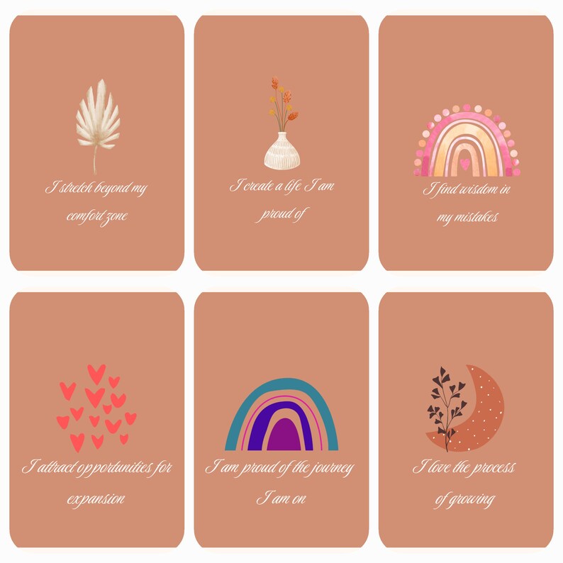 50 Printable Affirmation Cards | Personal Growth Theme | Boho Style ...