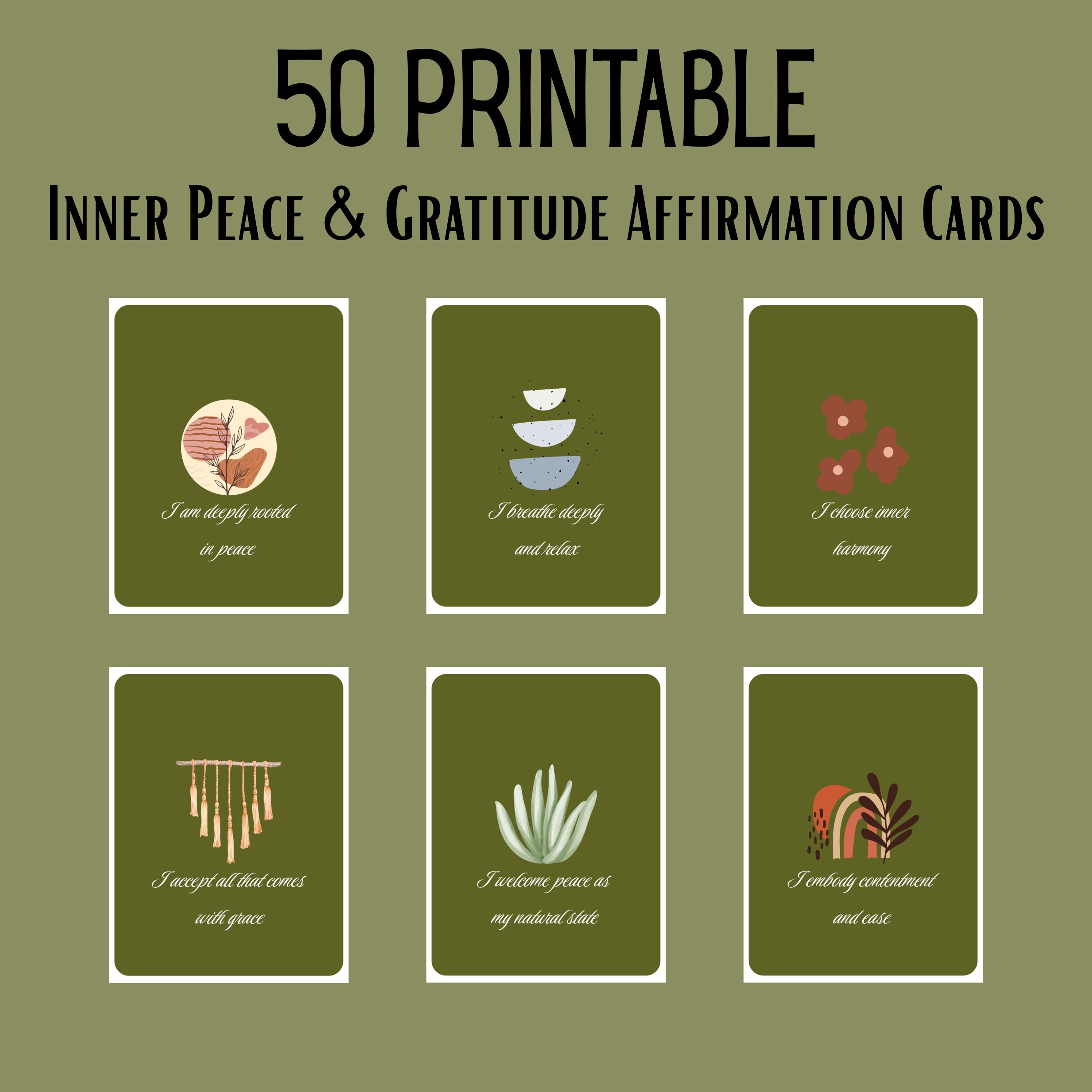 50 Printable Affirmation Cards | Inner Peace & Gratitude | Boho ...