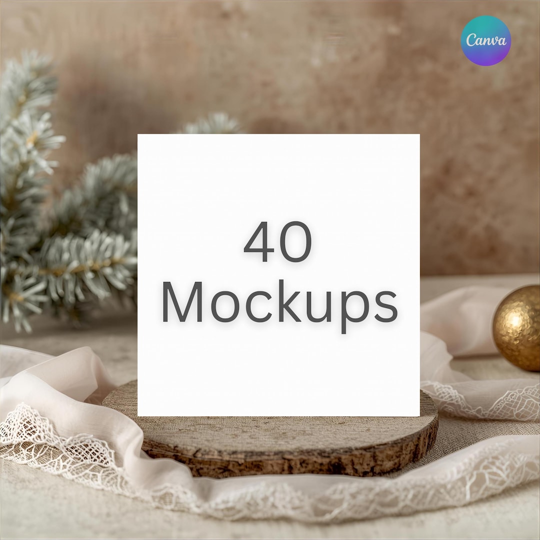 40 Square Holiday Card Mockups: Invitation, Greeting Canva Smart Frame ...