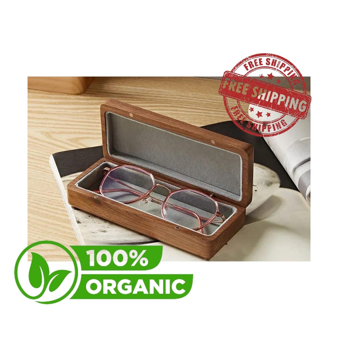 Hansimon Solid Wood Glasses Case Walnut Wood Eyeglass Holder Retro ...