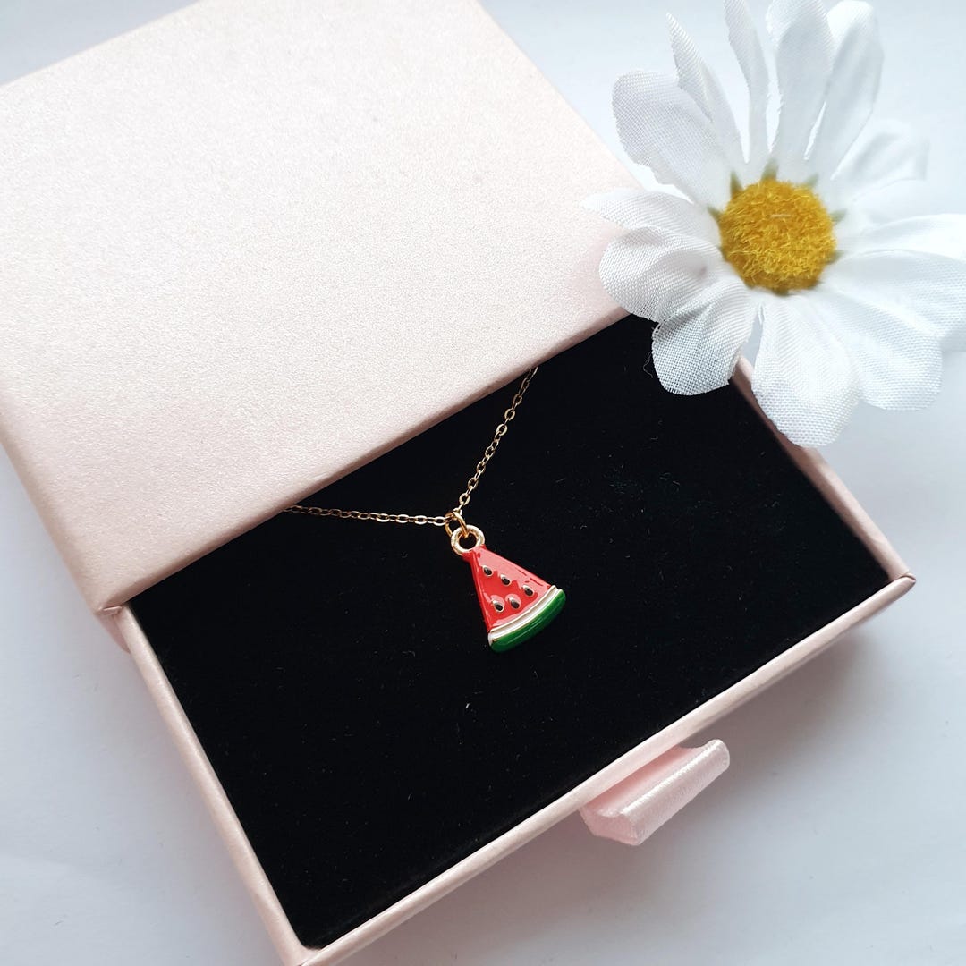 Watermelon Necklace, Jewellery for Women, Gold Chain Fruit Necklace ...