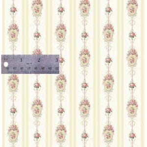 1/12 1/24 Scale Dollhouse Old Vintage Striped Pink Roses in Oval Frames ...