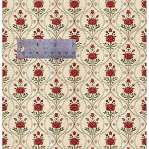 1/6 1/12 1/24 Dollhouse Victorian Vintage Romantic Red Rose Pattern ...