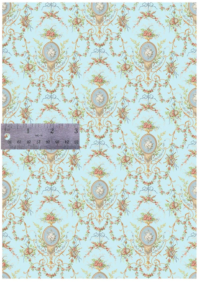 1/12 1/24 Scale Dollhouse Vintage Elegant Ornate Floral Pattern ...