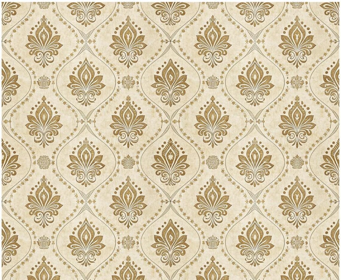 1/6 1/12 1/24 Dollhouse Miniatures Vintage Victorian Damask Pale Gold ...