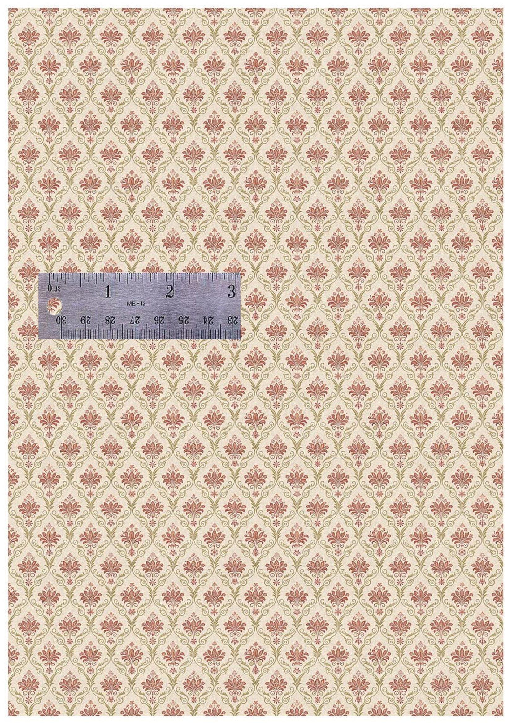 1/6 1/12 1/24 Dollhouse Vintage Baroque Damask Floral Wallpaper ...