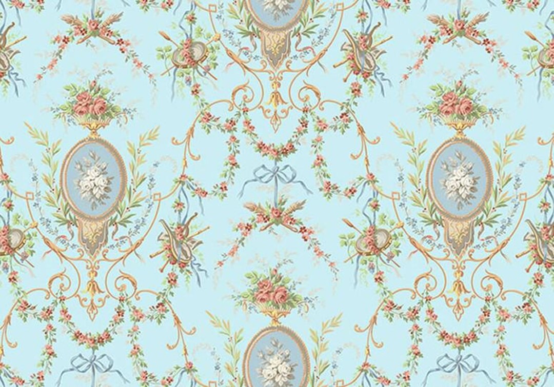 1/12 1/24 Dollhouse Vintage Elegant Ornate Floral Wallpaper Seamless ...