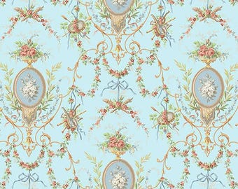 1/6 1/12 1/24 Dollhouse Vintage Red & Mustard Floral Damask Pattern on ...