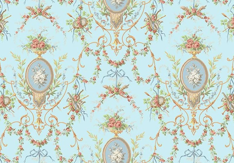1/12 1/24 Scale Dollhouse Vintage Elegant Ornate Floral Pattern ...