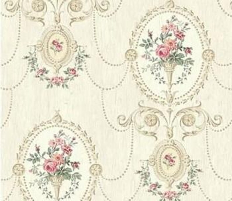 1/12 1/24 Scale Matte Victorian Dollhouse Wallpaper - Floral Cameo ...