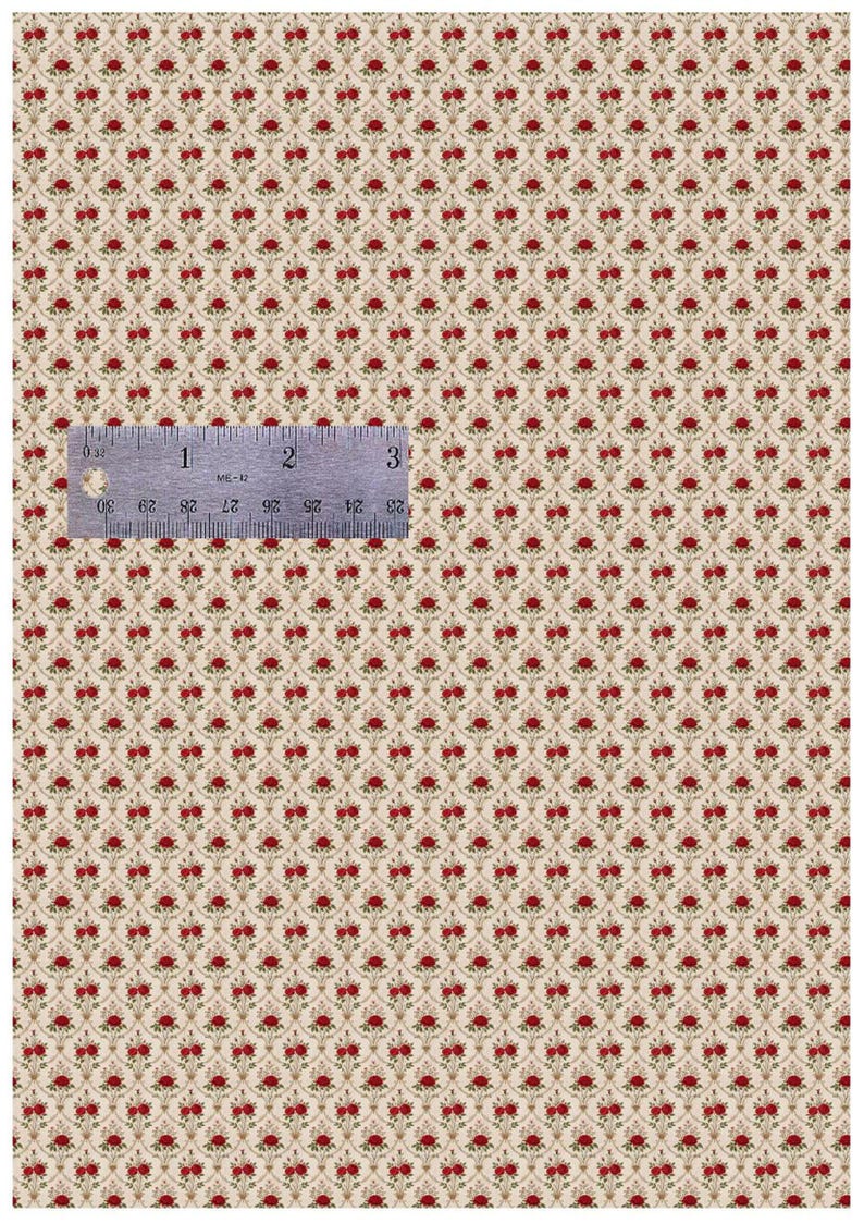 1/12 1/24 Dollhouse Gothic Red Rose Pattern Wallpaper Seamless ...
