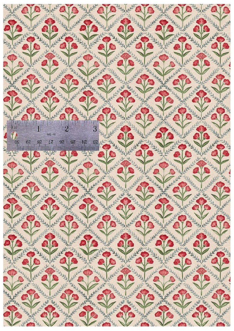1/6 1/12 1/24 Scale Dollhouse Rustic Vintage Red Floral Diamond Pattern ...