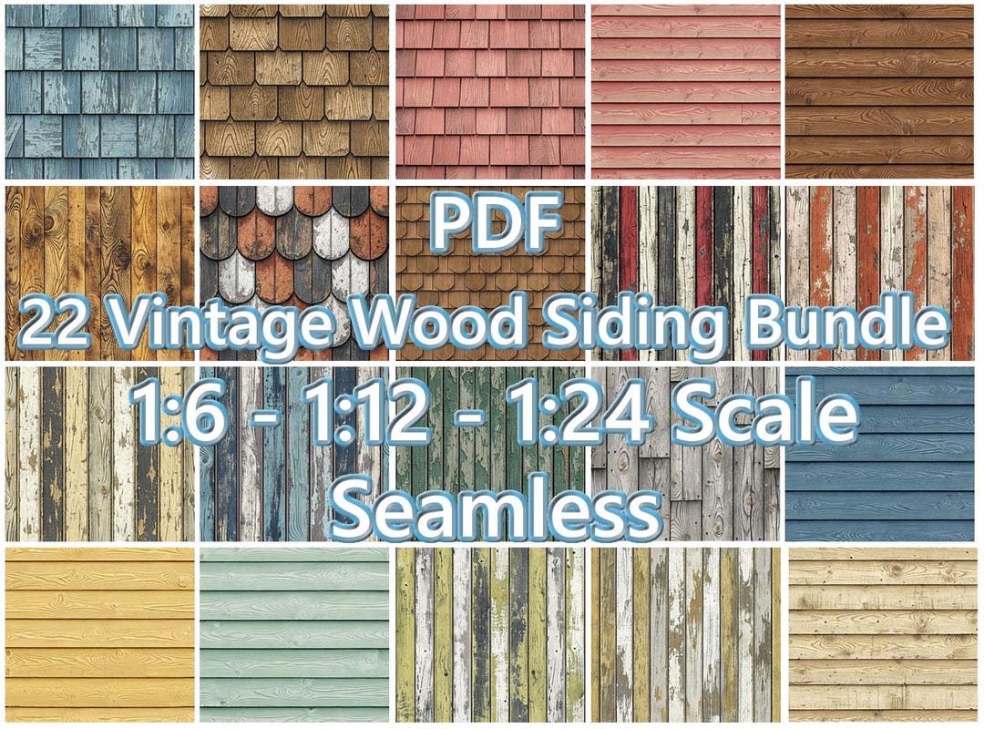 22 Miniature Vintage Rustic Old Wood Siding Texture Bundle Seamless 1/6 ...